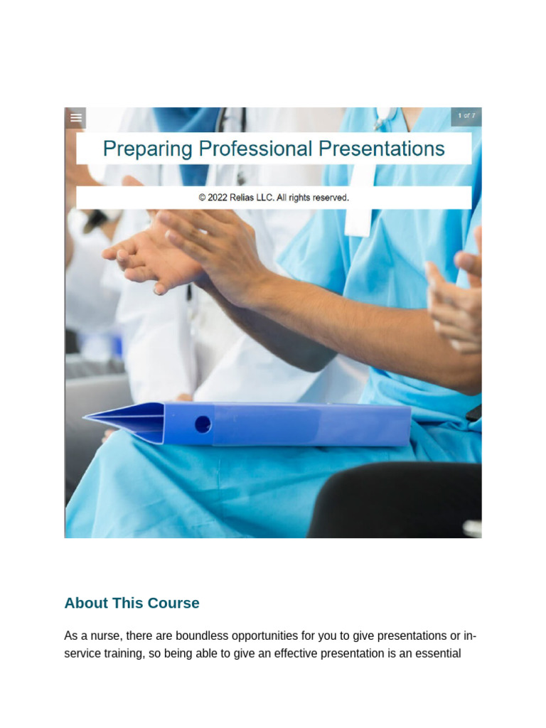 Preparing Professional Presentations | PDF | Expert | Nursing
