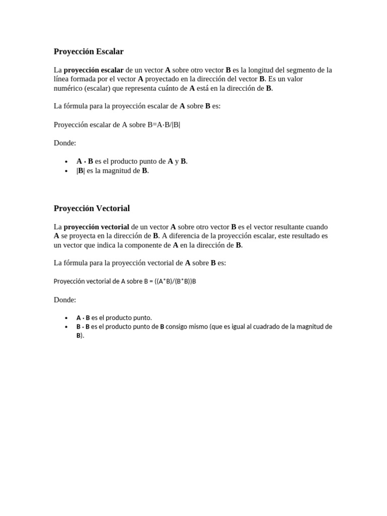 Proyección Escalar y Vectorial de Vectores | PDF