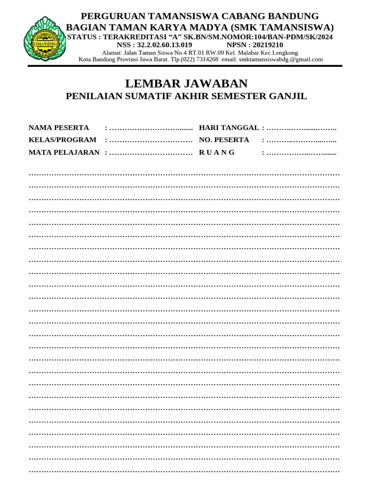 Lembar Jawaban Isay | PDF