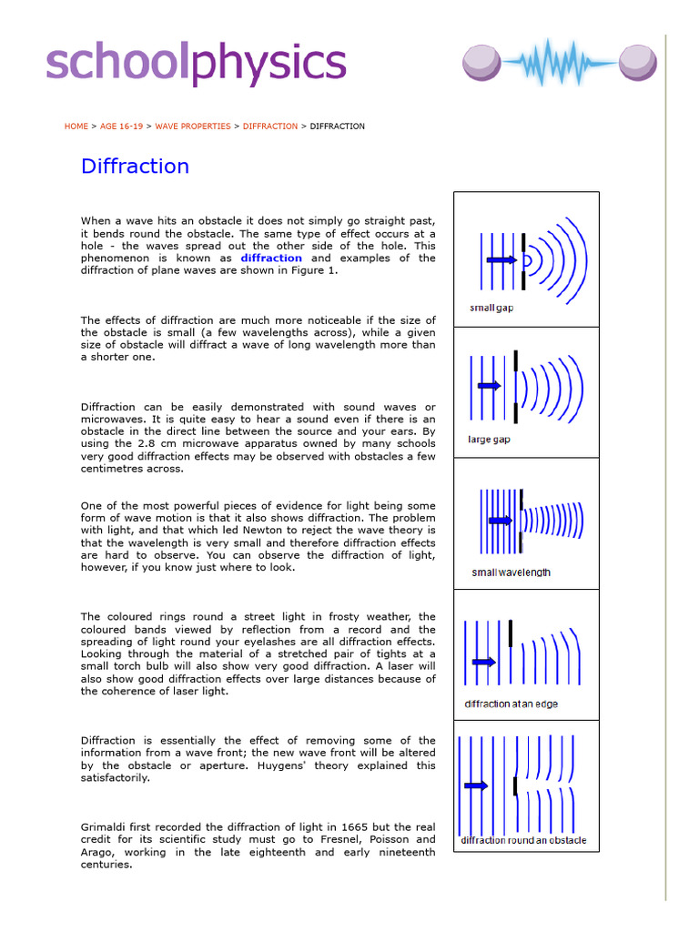 Wave Diffraction Effect Via Obstacle | PDF | Diffraction | Light