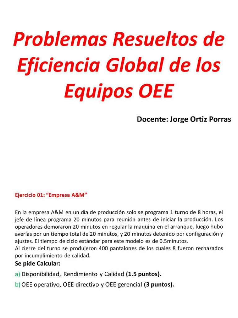 OEE Ejercicios | PDF | Pensamiento sistémico | Inventario