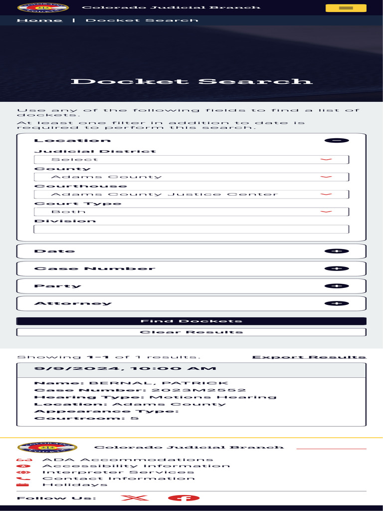 Docket Search Colorado Judicial Branch | PDF