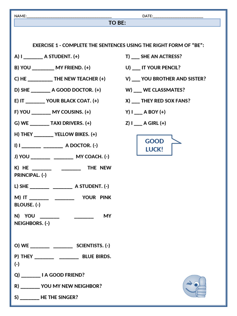 Verb To Be For Beginners 92419 | PDF