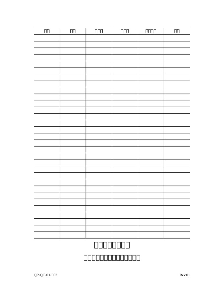 Qp Qc 01 f03無塵室非製造原料攜出入紀錄表 | PDF