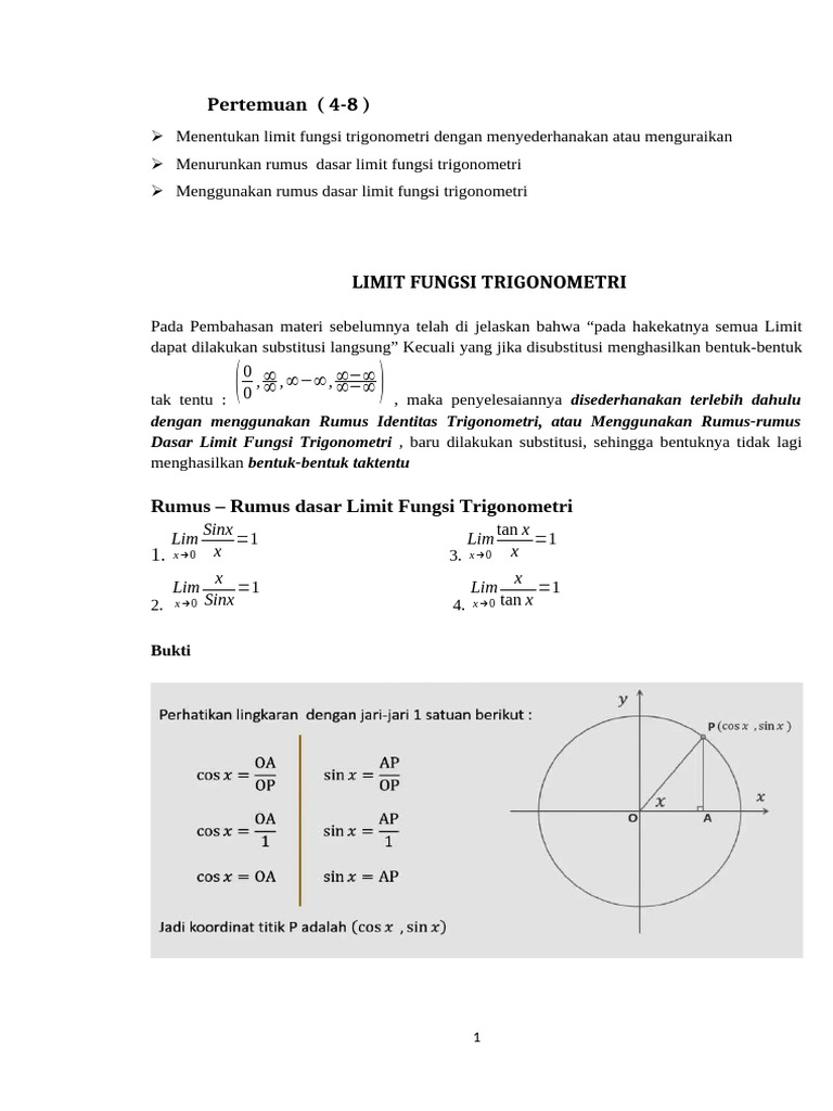 Limit Fungsi Trigonometri dan Rumusnya | PDF