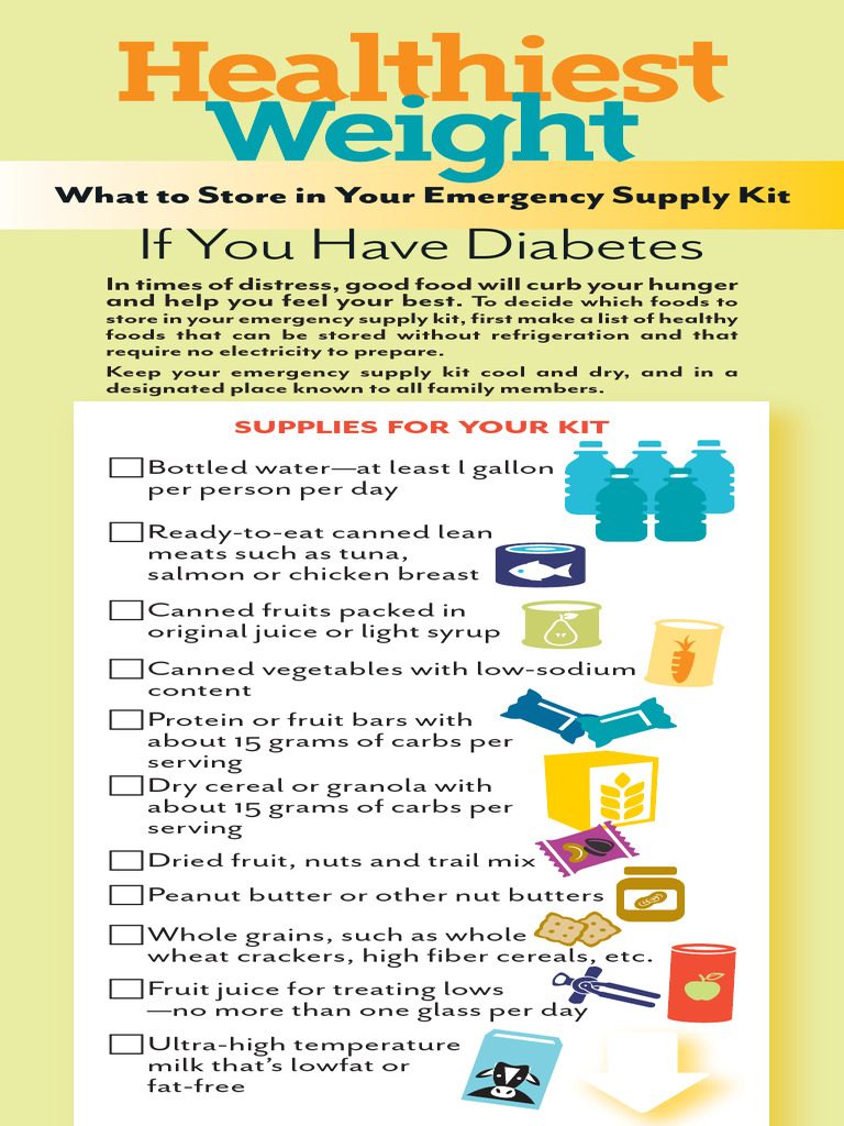 Healthy Emergency Food Diabetes Checklist | PDF