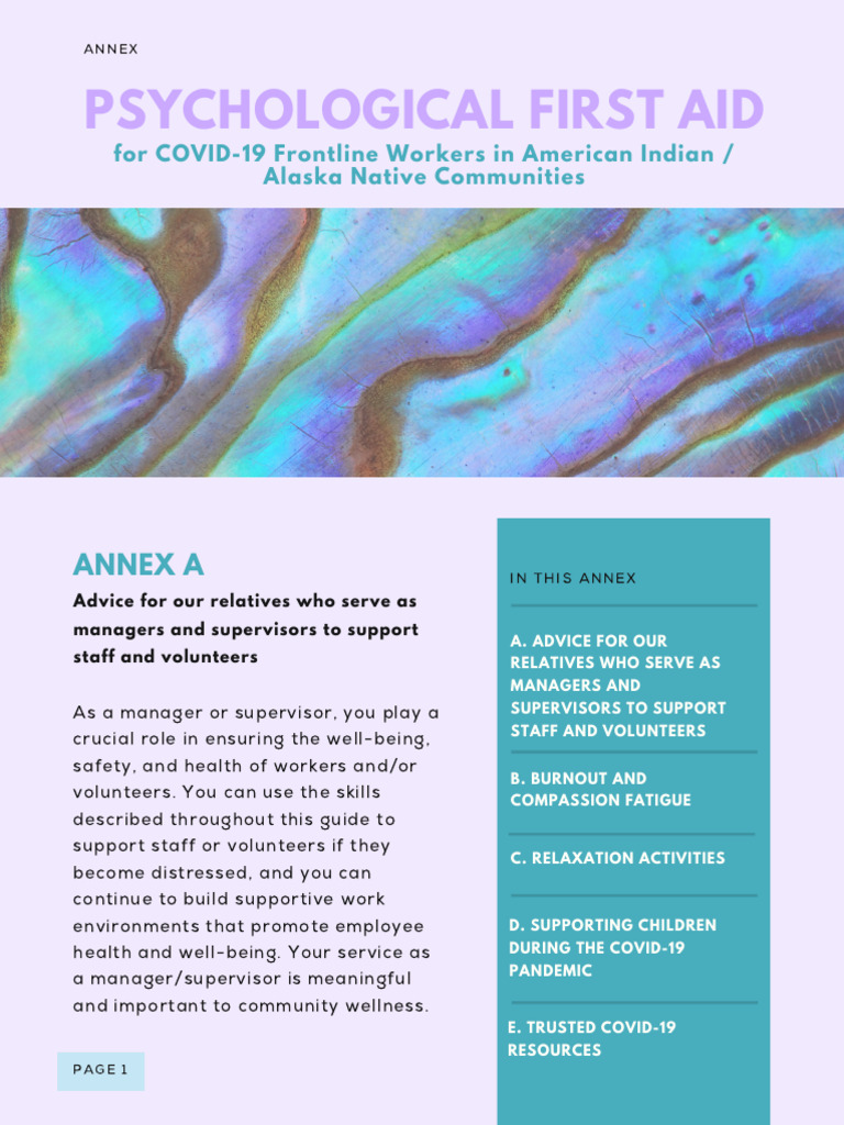 Psychological First Aid Annex | PDF | Occupational Burnout | Grief