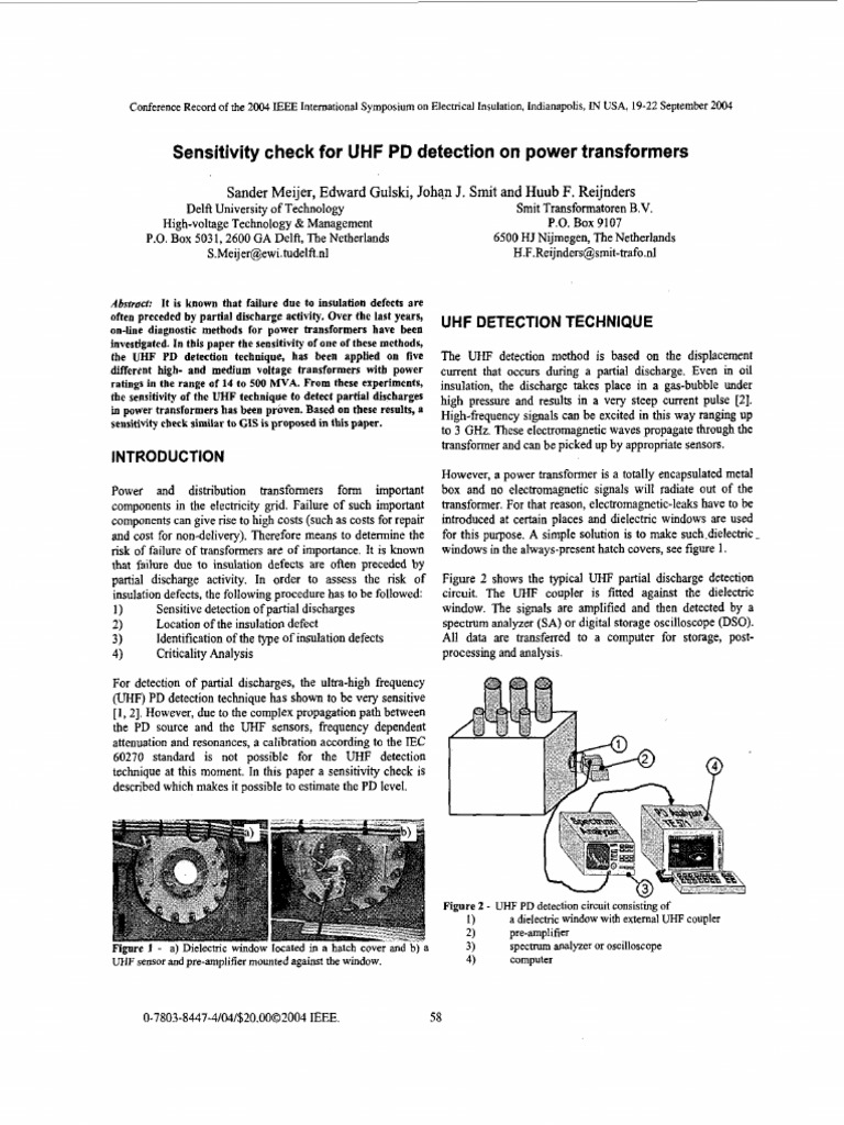 Sensitivity Check For UHF PD Detection On Power Transformers | PDF | Spectral Density ...
