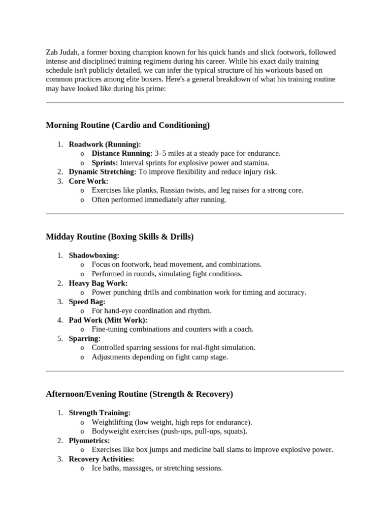 Zab Judah Training Schedule | PDF | Strength Training | Physical Fitness