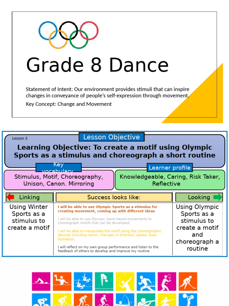 Grade 8 Olympic Dance Choreography Guide | PDF | Choreography | Learning