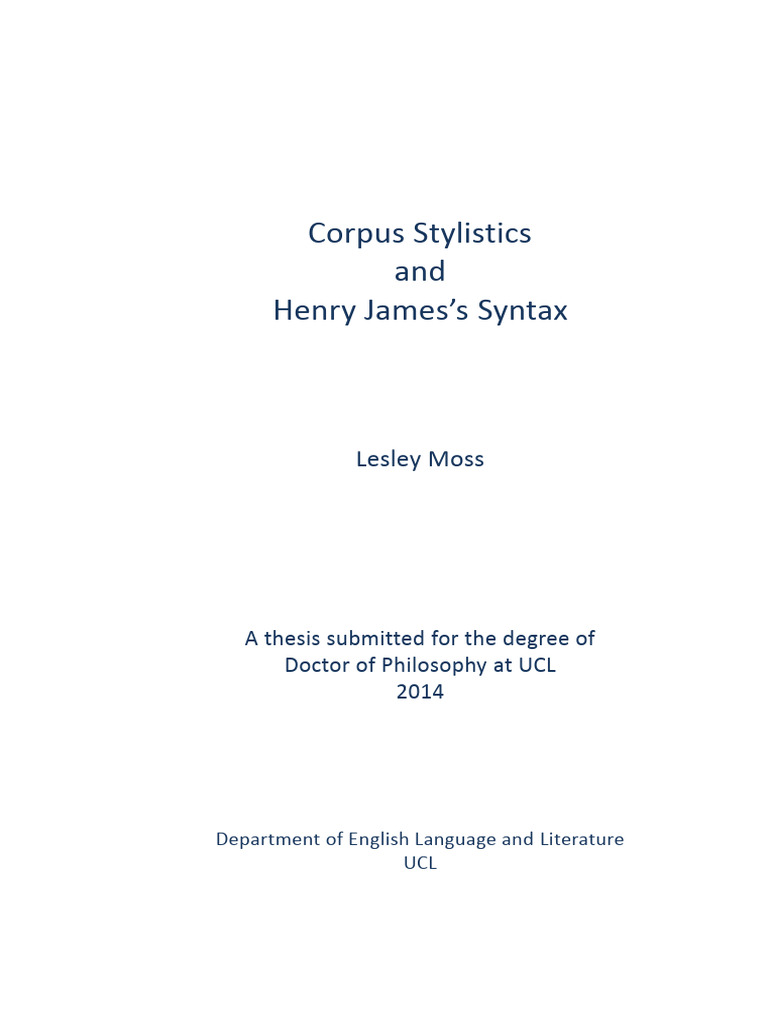 Lesley - Moss - Thesis Corpus Stylistics | PDF | Linguistics | Syntax