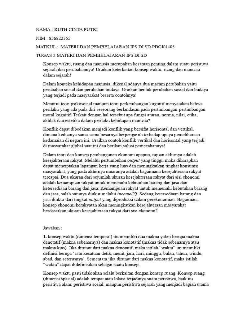 Tugas 2 Materi Dan Pembelajaran Ips Di SD Ruth Cinta Putri | PDF