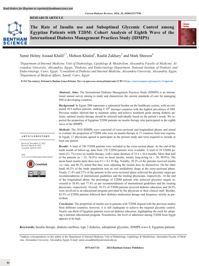 Khalil SH (Uncontrolled T2D in Egypt) | PDF | Diabetes | Diabetes ...