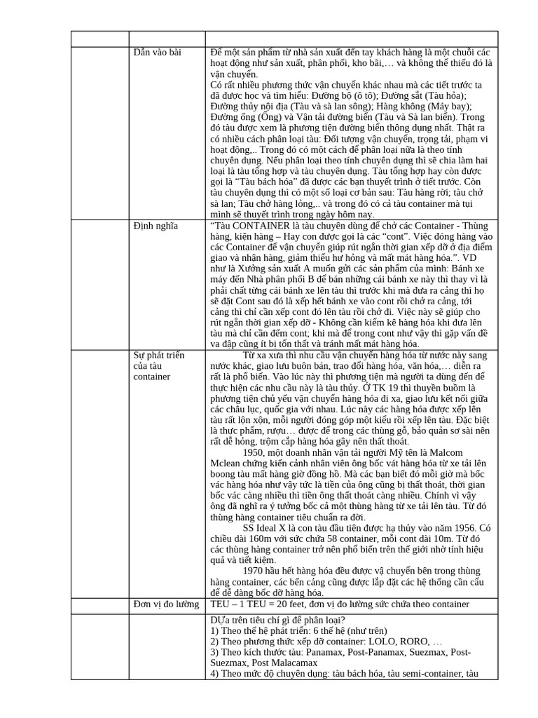 Tàu Container - KTVT biển | PDF