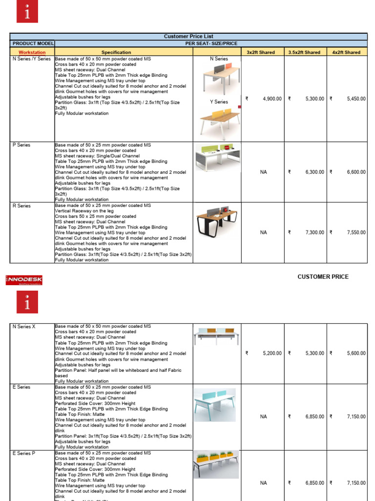 Innodesk Workstations Prices 2024 | PDF