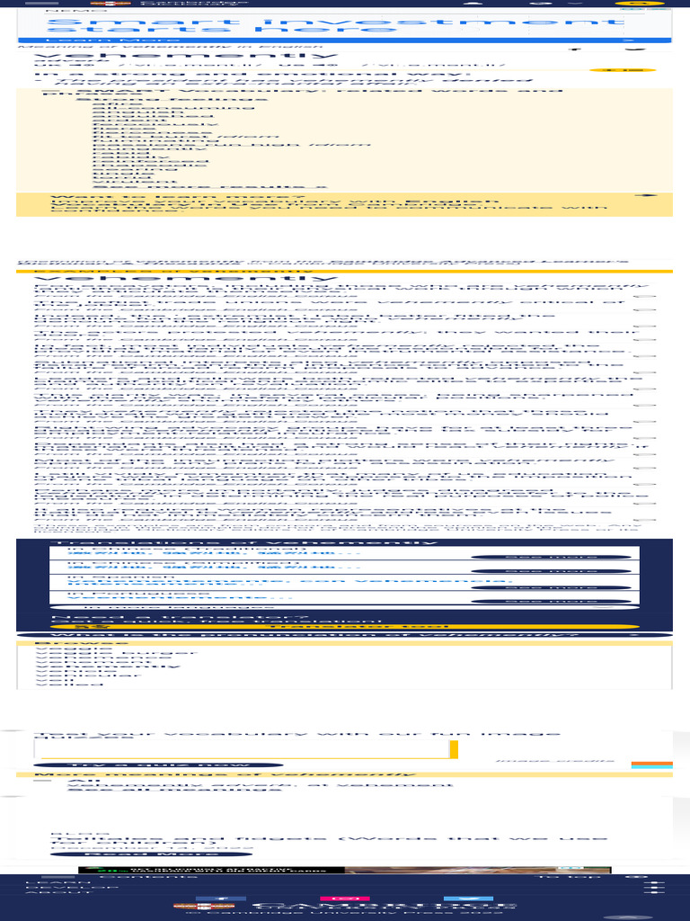 VEHEMENTLY English Meaning - Cambridge Dictionary | PDF | Applied ...