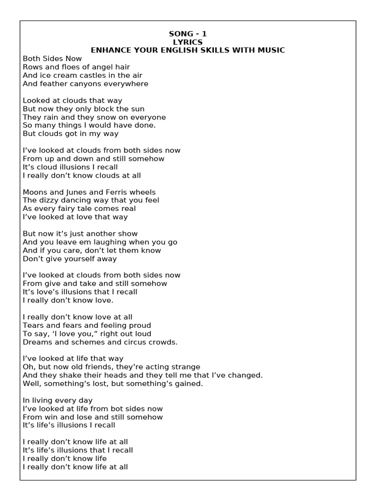 Song Lyrics - Middle | PDF