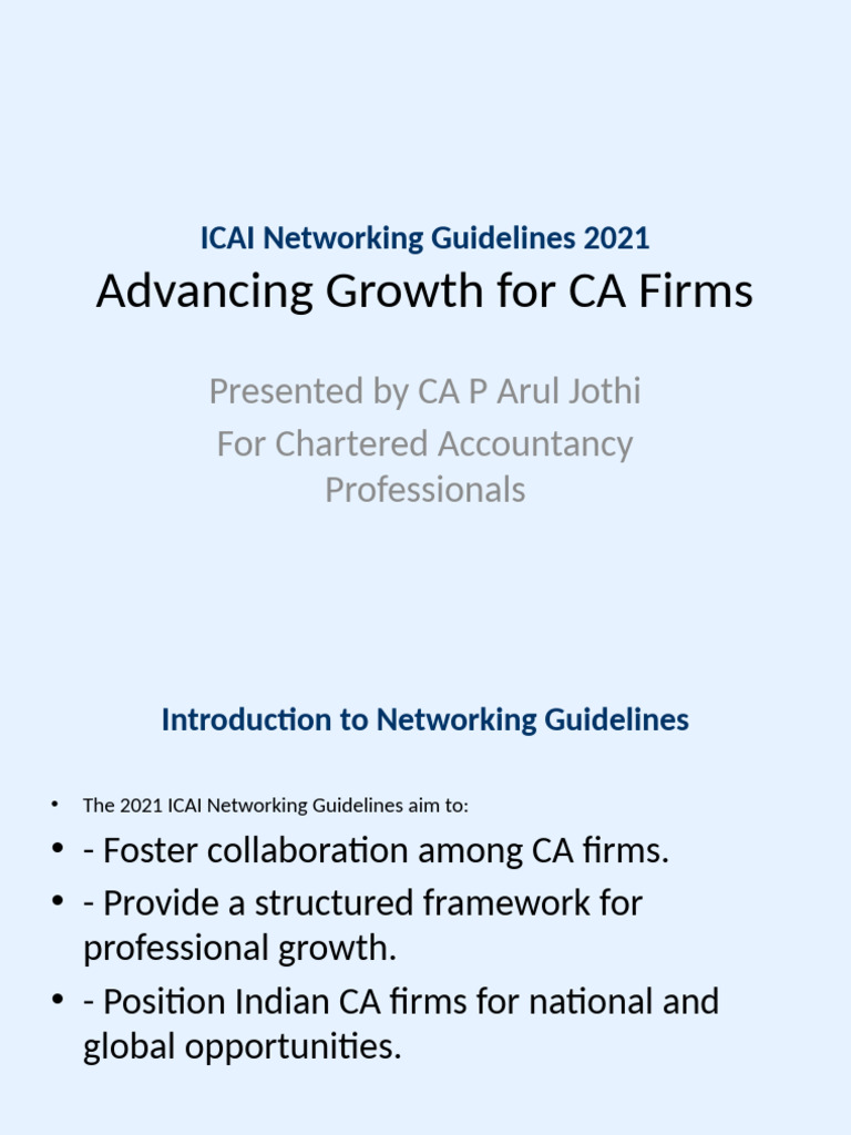 Updated ICAI Networking Guidelines CA Arul Jothi | PDF | Business ...