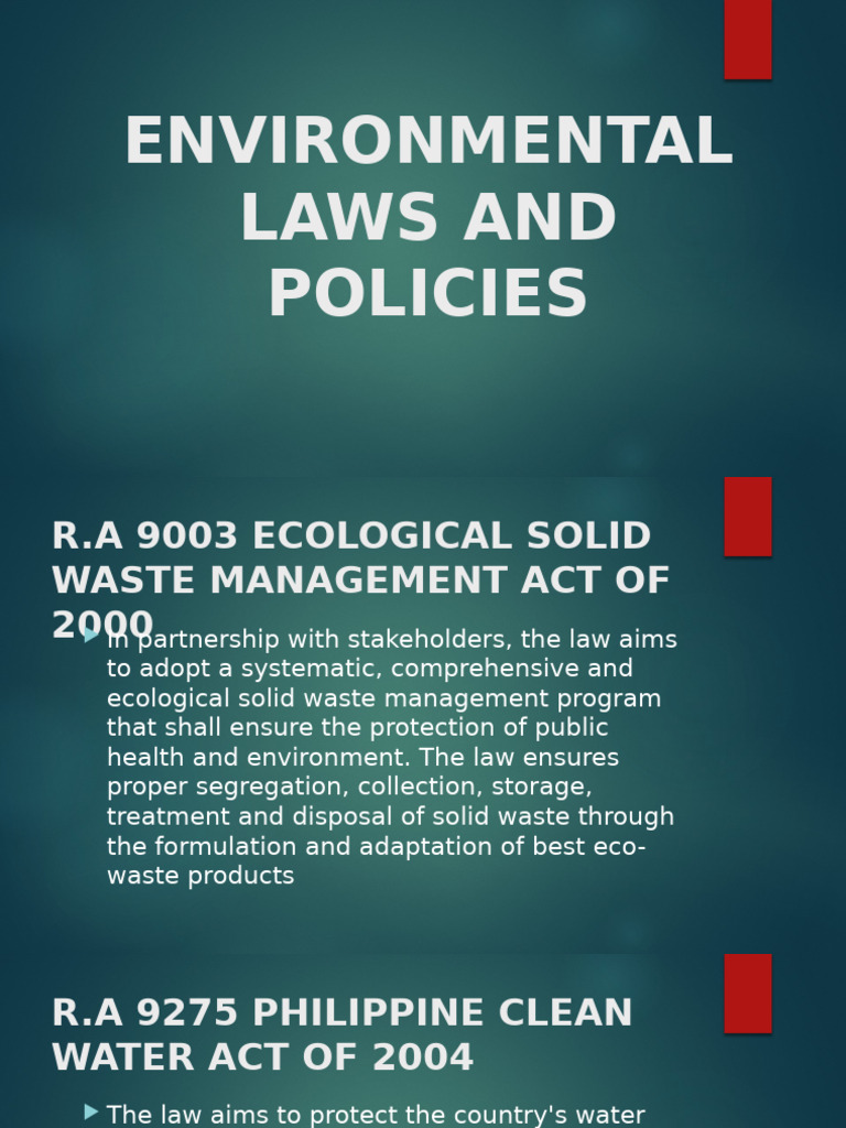 Environmental Laws and Policies | PDF