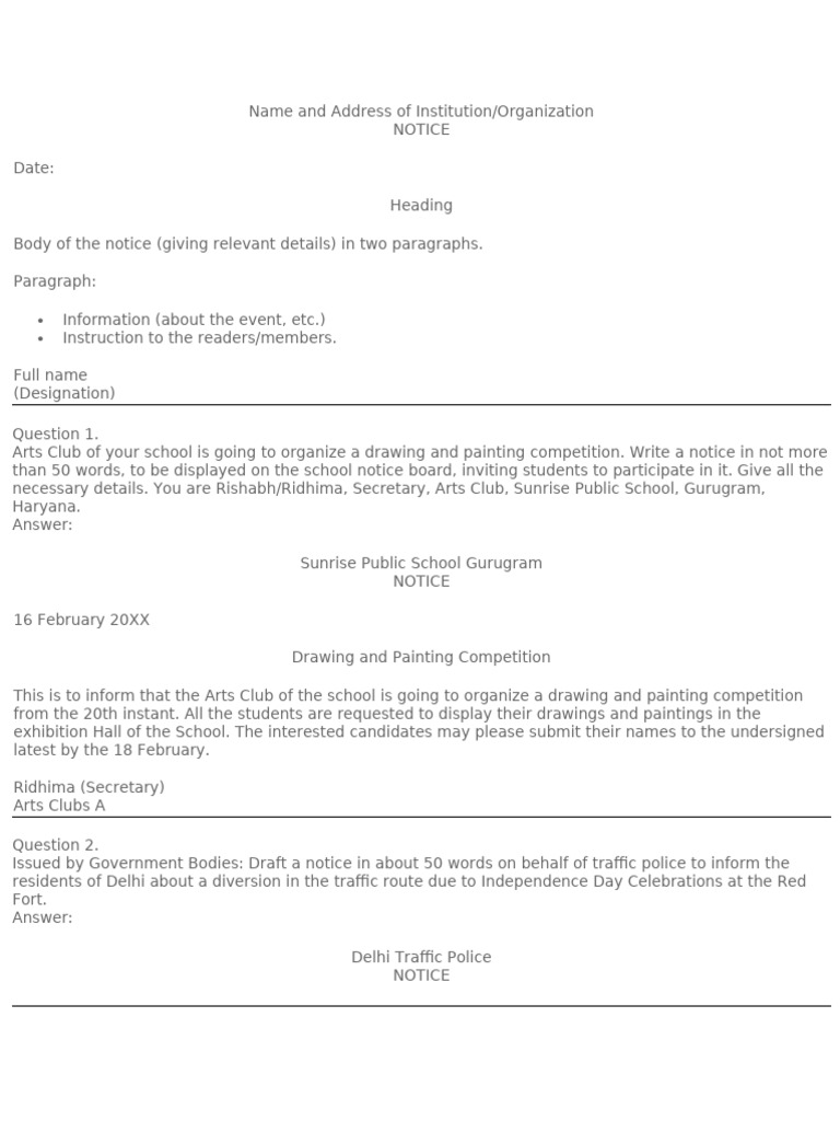 Notice Writing | PDF