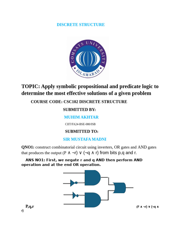 Discrete Assignment | PDF | Logic | Mathematical Logic