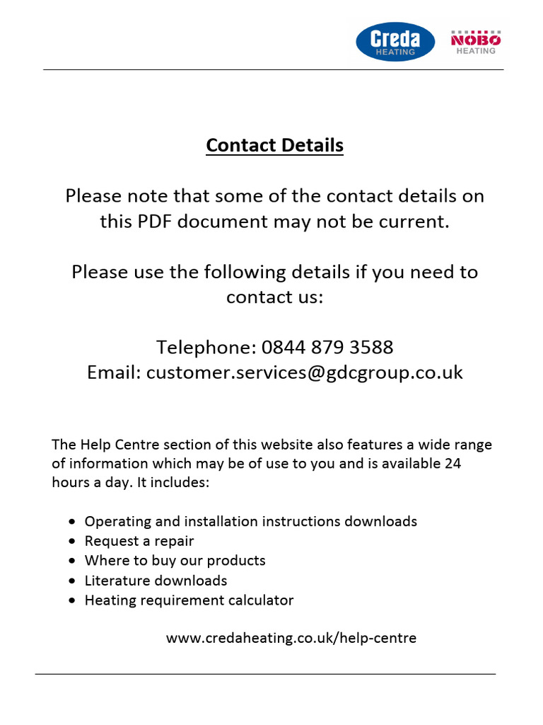 Nobo Heating - C4N Series 8 - Operations - InstructionsnGER T9 Controller | PDF | Manufactured Goods