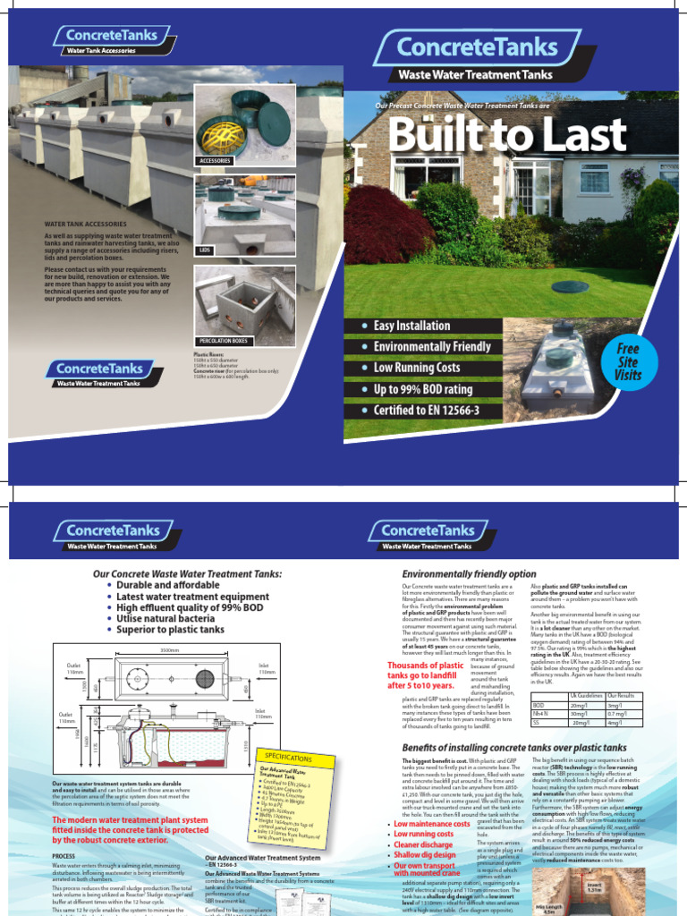 Turley Treatment Tanks Brochure UK | PDF | Sewage Treatment | Concrete