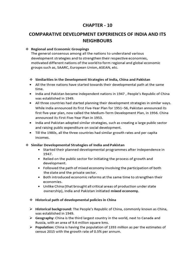 Development Strategies of India, China, Pakistan | PDF | Economic ...