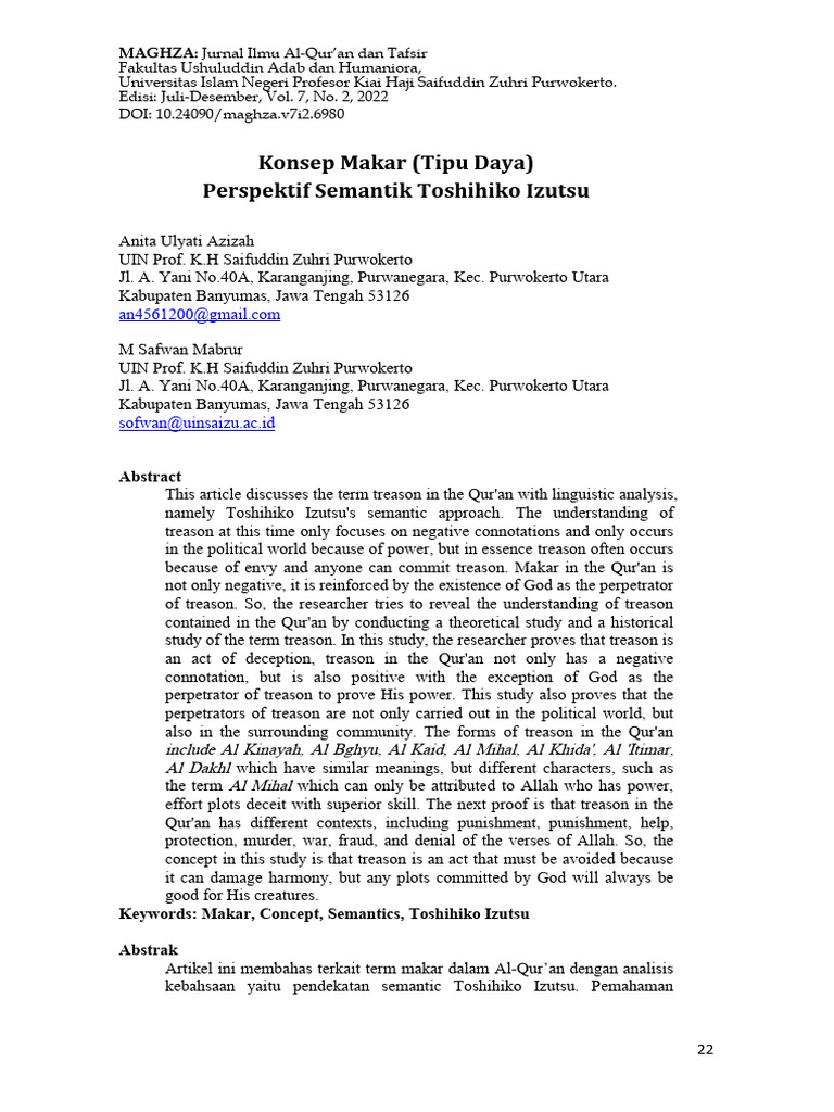 2.+Anita+Ulyati+Azizah Konsep+Makar+ (Tipu+Daya) +Perspektif+Semantik+Toshihiko+Izutsu | PDF