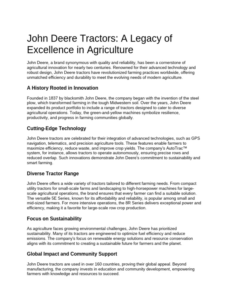 1 John Deere Tractors | PDF | Tractor | Agriculture