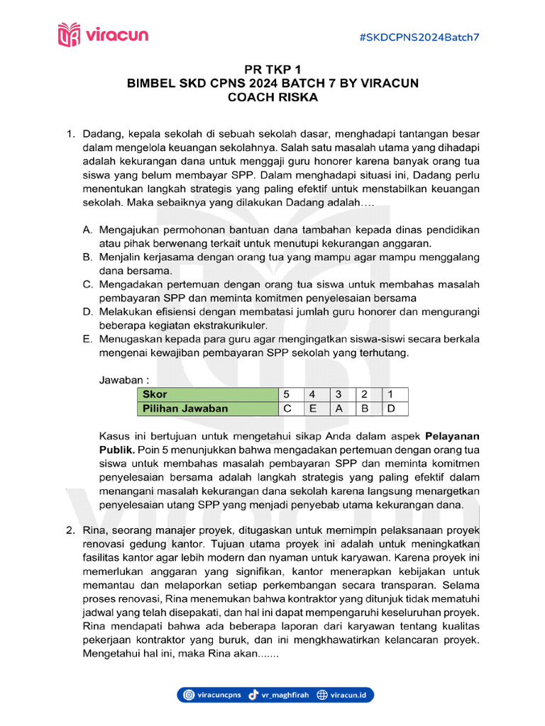3.1 Pembahasan PR TKP 1 - Viracun Batch 7 | PDF