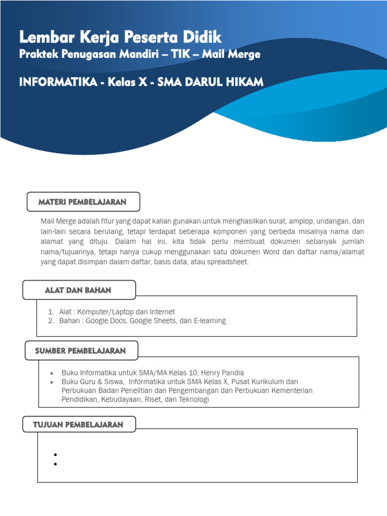 LKPD - TIK - Mail Merge | PDF