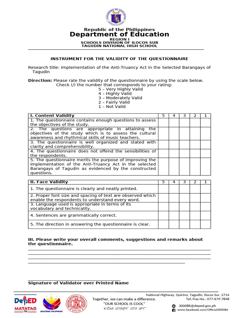 Validation Tool - Questionnaire | PDF | Questionnaire | Human Communication