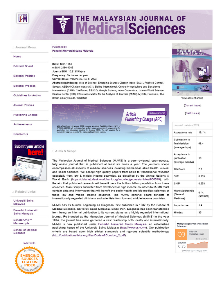 Malaysian Journal of Medical Sciences | PDF | Science | Information Science