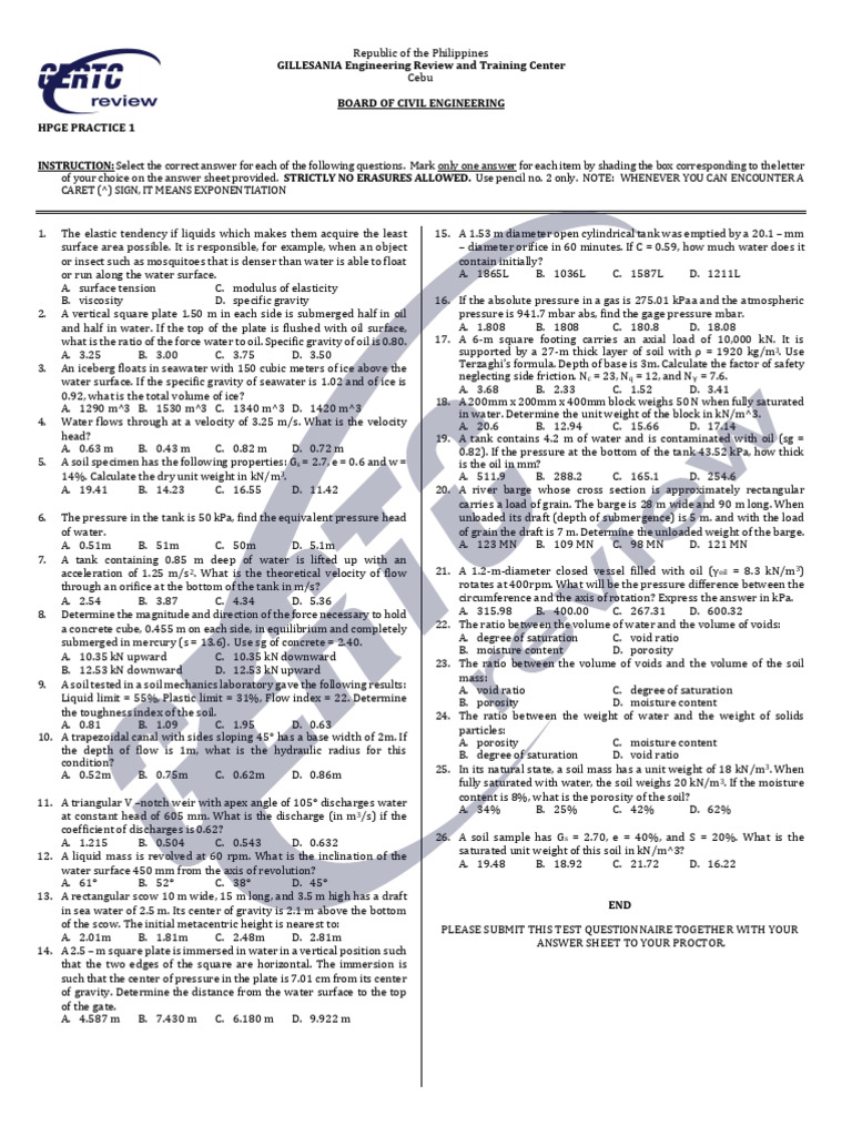 Exercise 1 | PDF | Soil Mechanics | Pressure
