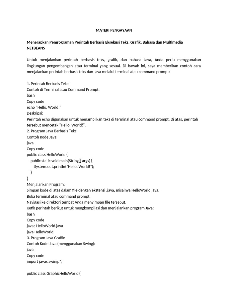 MATERI Menerapkan Pemrograman Perintah Berbasis Eksekusi Teks, Grafik ...