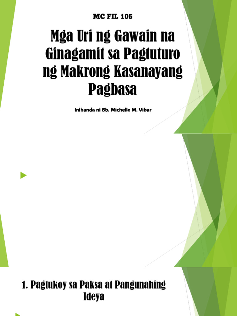 MC FIL 105 Pangkat 3 Inihanda Ni Michelle Vibar | PDF