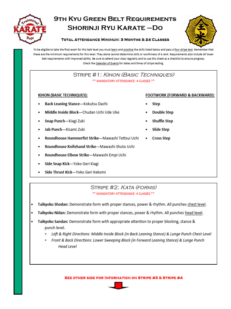 9th-kyu-Green-Belt-2018 | PDF | Karate | East Asian Martial Arts