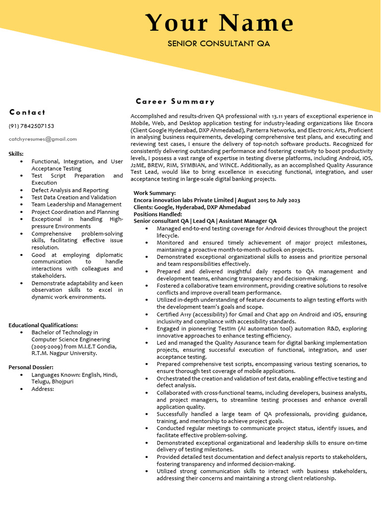 Abhinay - Senior QA Manager | PDF | Gmail | Quality Assurance