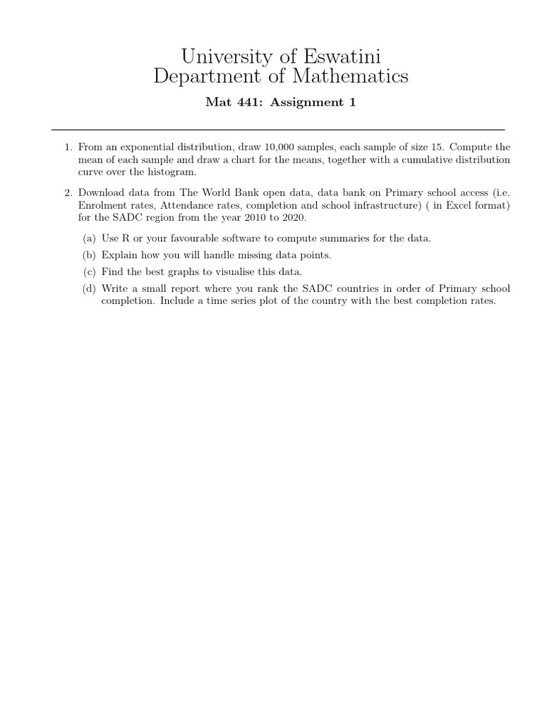 Mat441 Assignment 1 2024 | PDF