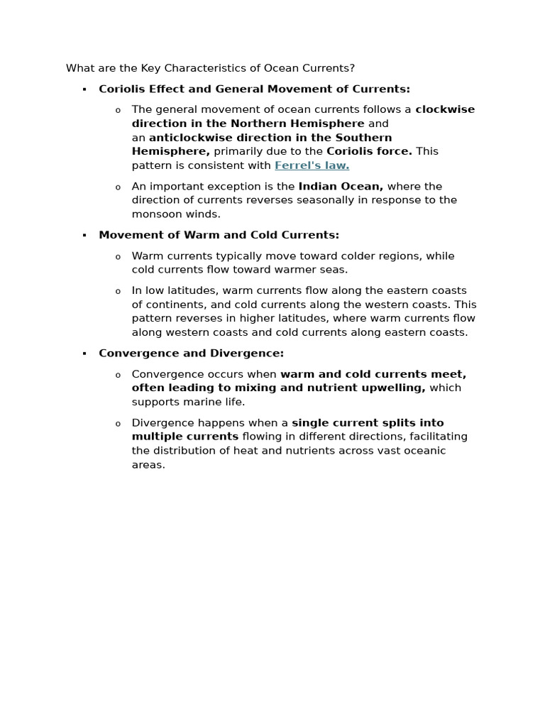 What Are The Key Characteristics of Ocean Currents | PDF