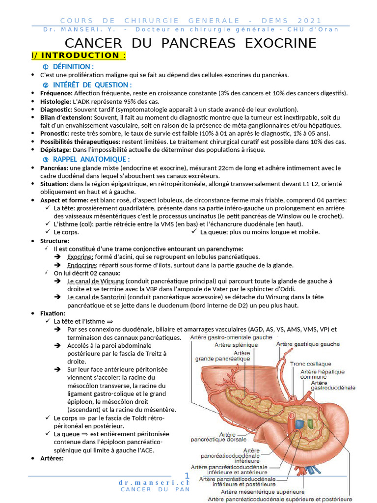 Cancer du pancréas exocrine : enjeux clés | PDF | Pancréas | Cancer du ...