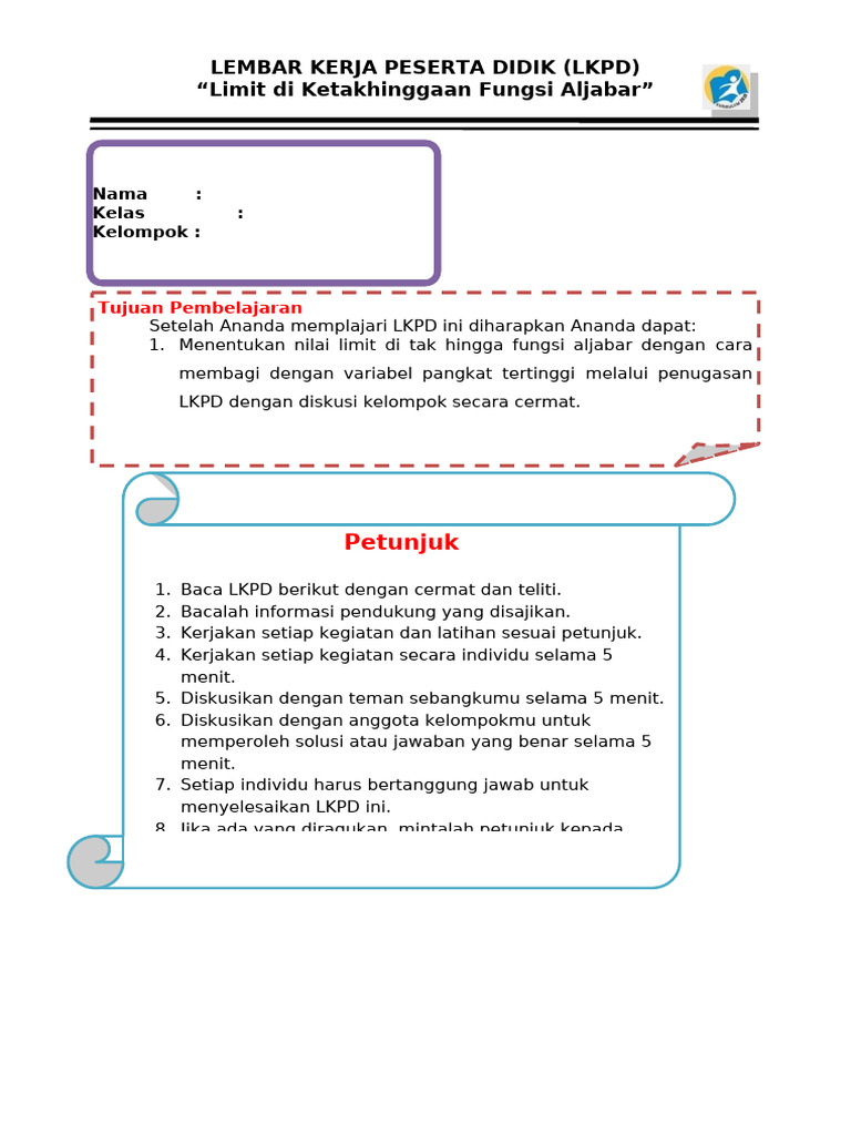 LKPD P 4 LIMIT TAK HINGGA | PDF