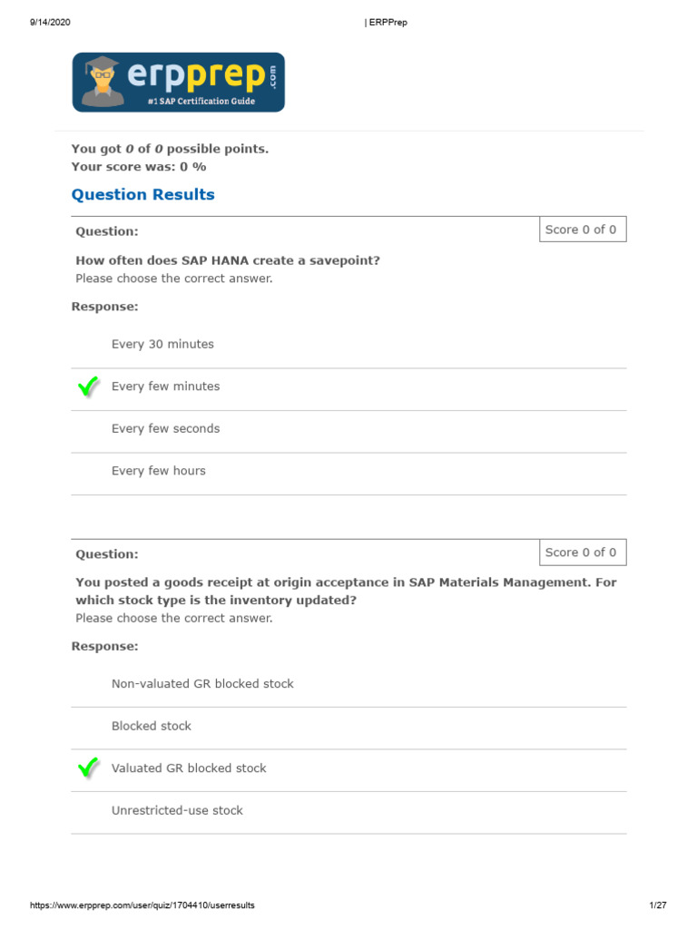SAP S - 4HANA Sourcing and Procurement - 89% - ERPPrep | PDF | Computing | Business