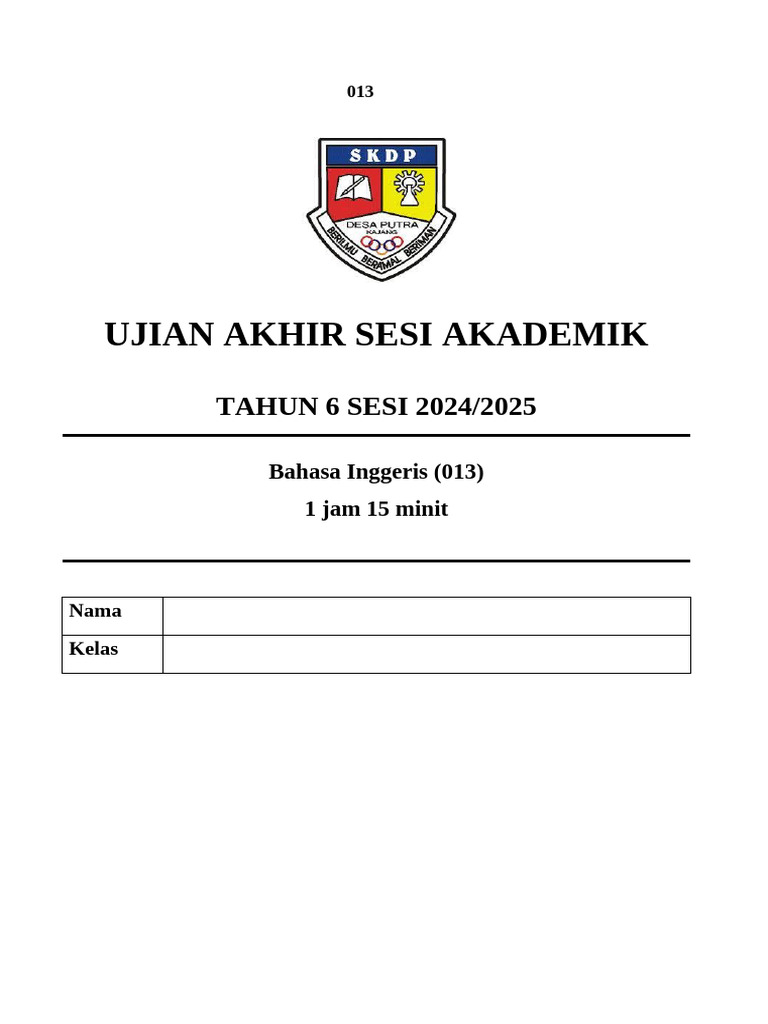 UASA 2024 Template Soalan UASA YEAR 6 Latest | PDF | Candy | Healthy Diet