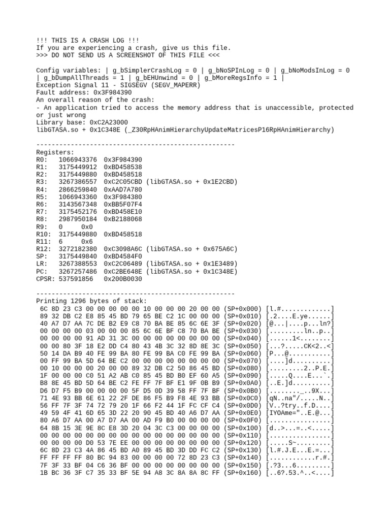 Aml Crashlog | PDF | Operating System Technology