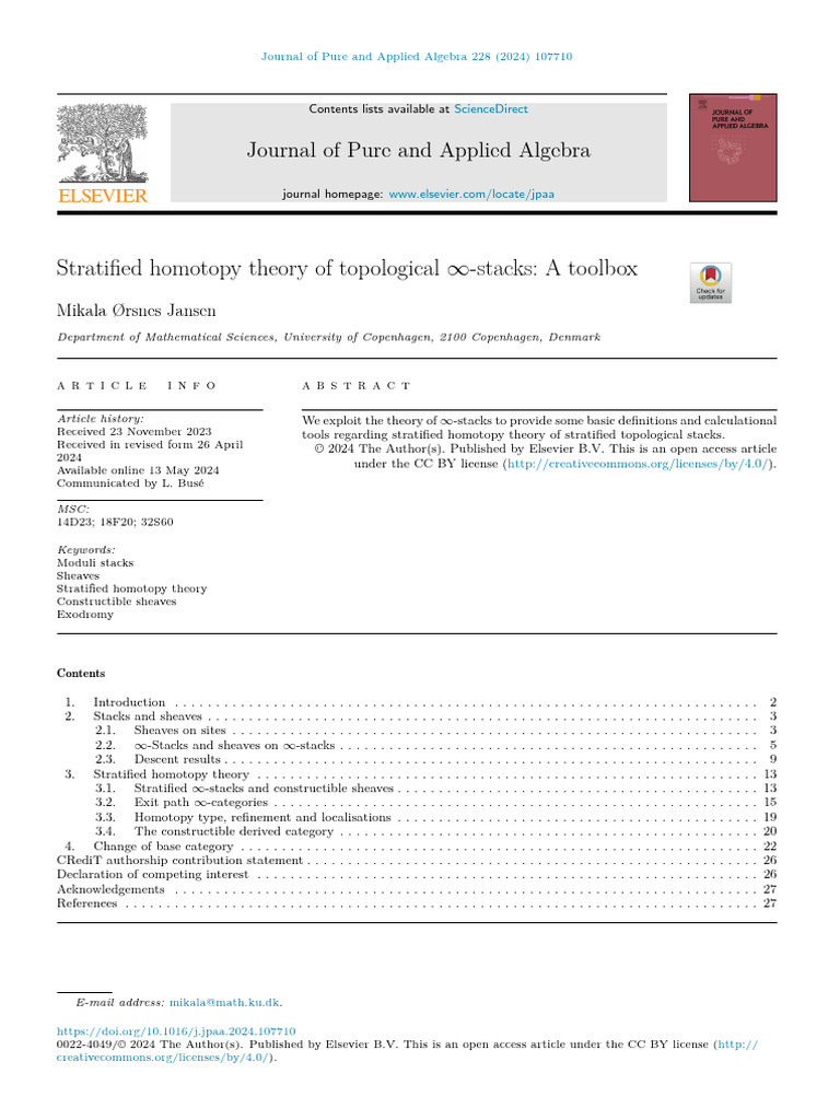 JANSEN Mikala Ørsnes - Stratified Homotopy Theory of Topological ...