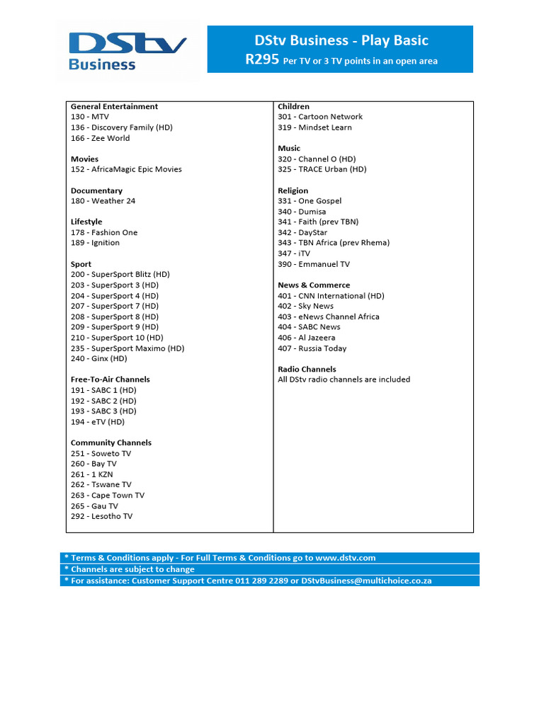 DSTV Busi Play Basic 16oct2018 1541756102 | PDF