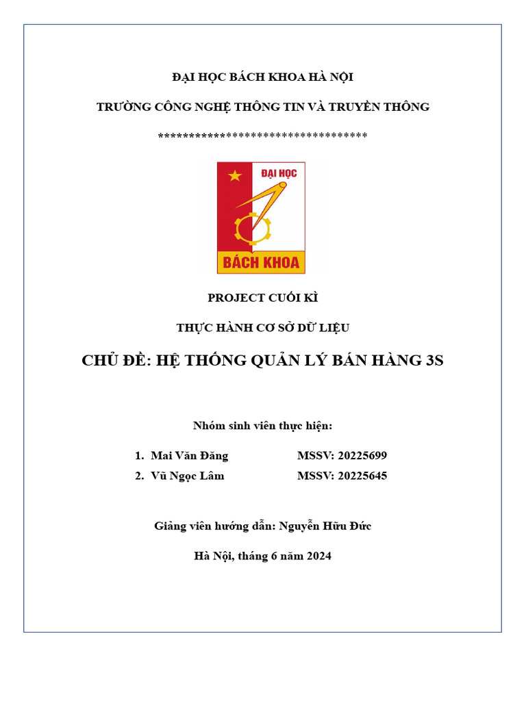 Báo cáo về project | PDF