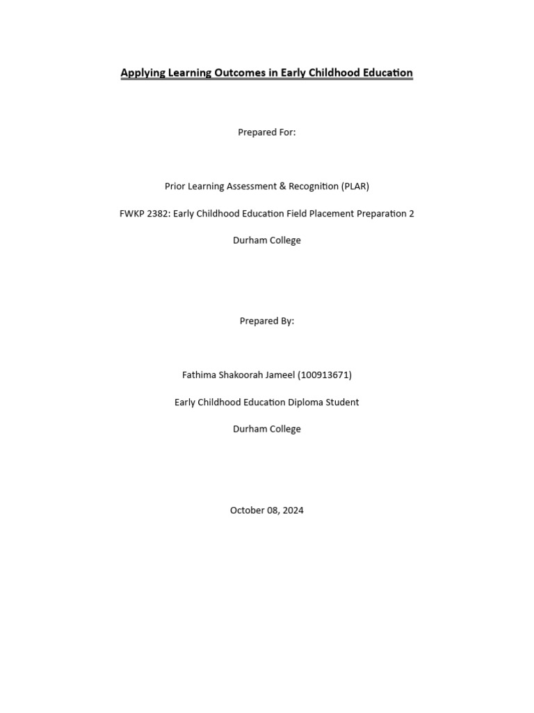Learning Outcomes in Early Childhood Education | PDF | Learning | Early ...